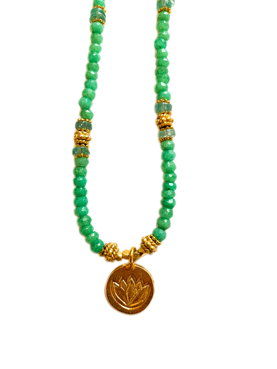 Lotus Flower Pendant with Chrysoprase – Jimena Rose NY